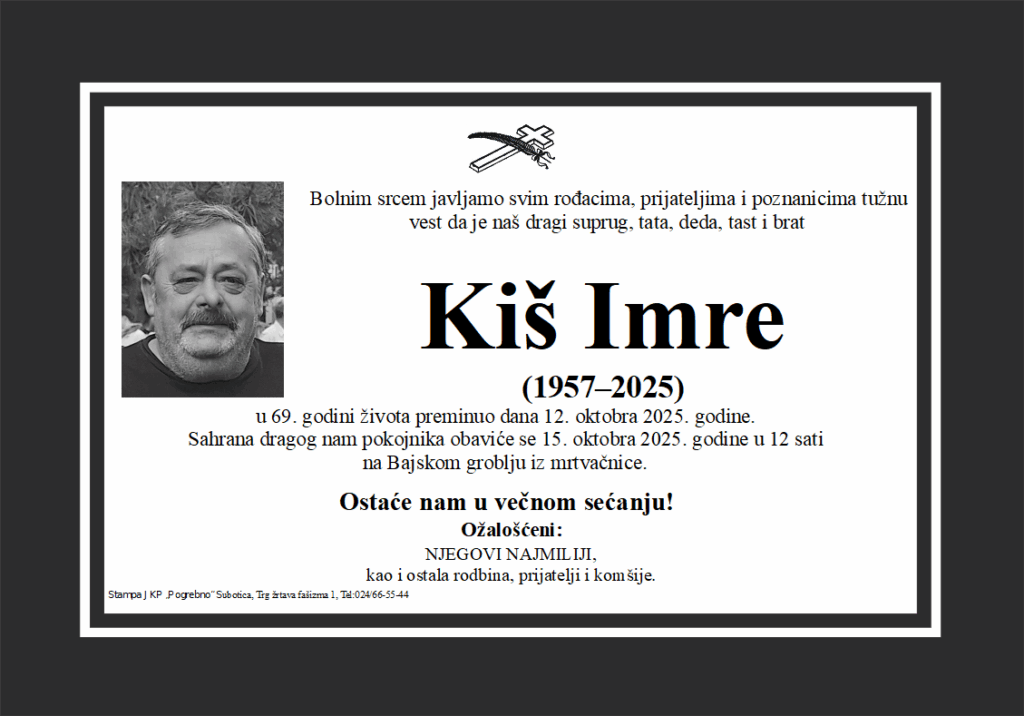 Posmrtnice – JKP Pogrebno Subotica