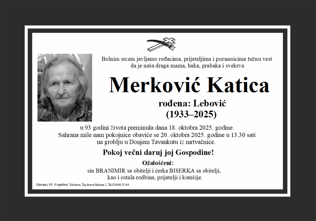 Posmrtnice – JKP Pogrebno Subotica