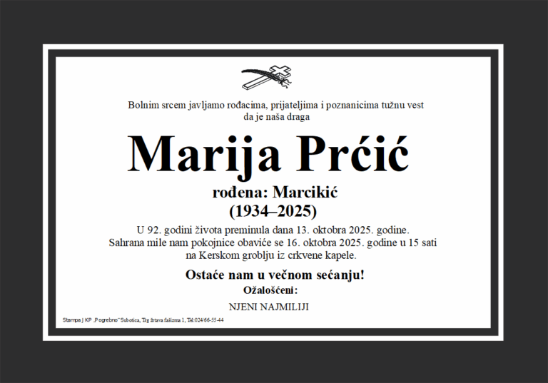 Posmrtnice – JKP Pogrebno Subotica