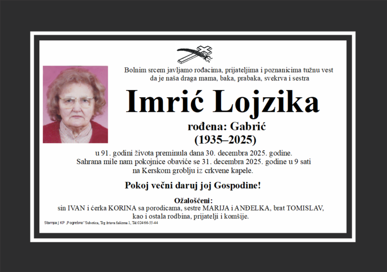 Posmrtnice – JKP Pogrebno Subotica