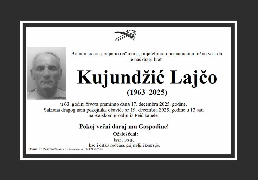 Posmrtnice – JKP Pogrebno Subotica