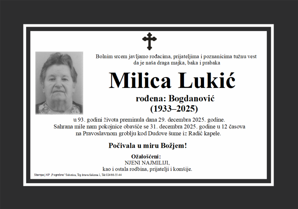 Posmrtnice – JKP Pogrebno Subotica