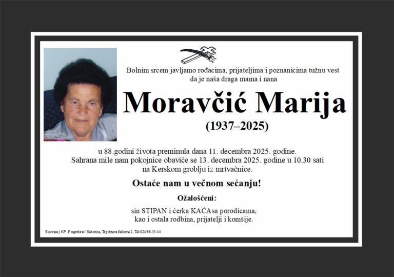 Posmrtnice – JKP Pogrebno Subotica