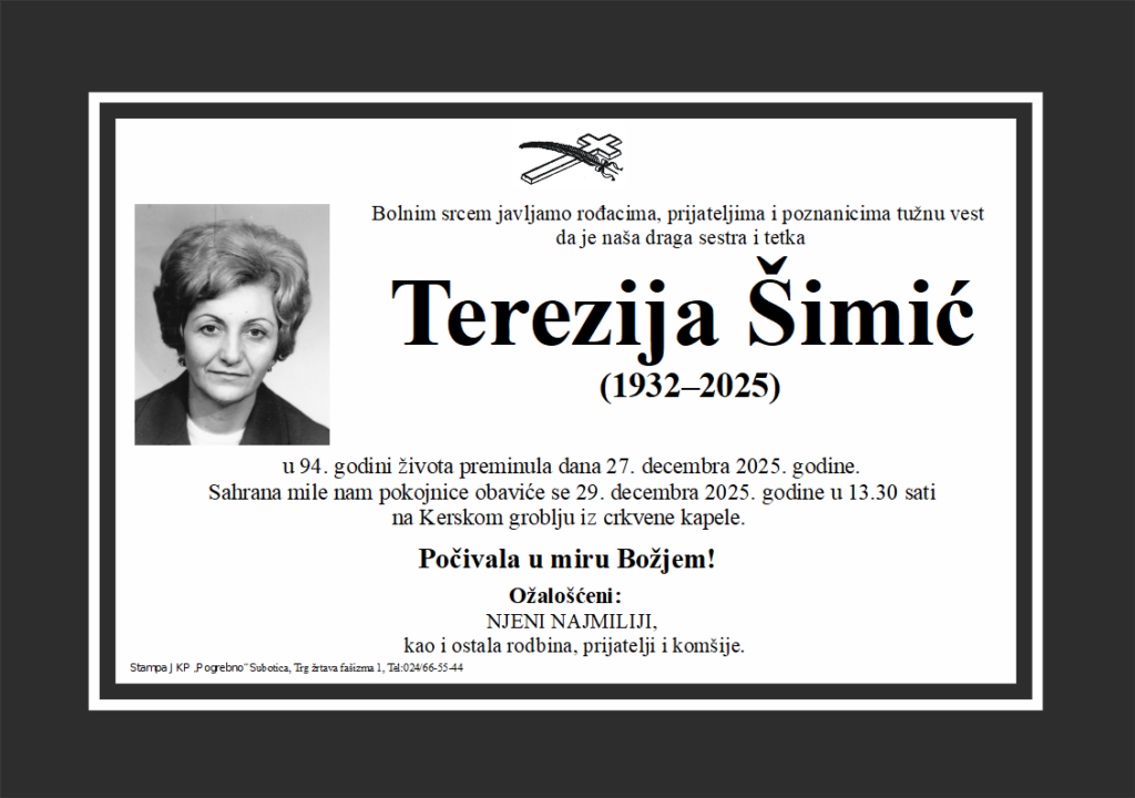 Posmrtnice – JKP Pogrebno Subotica