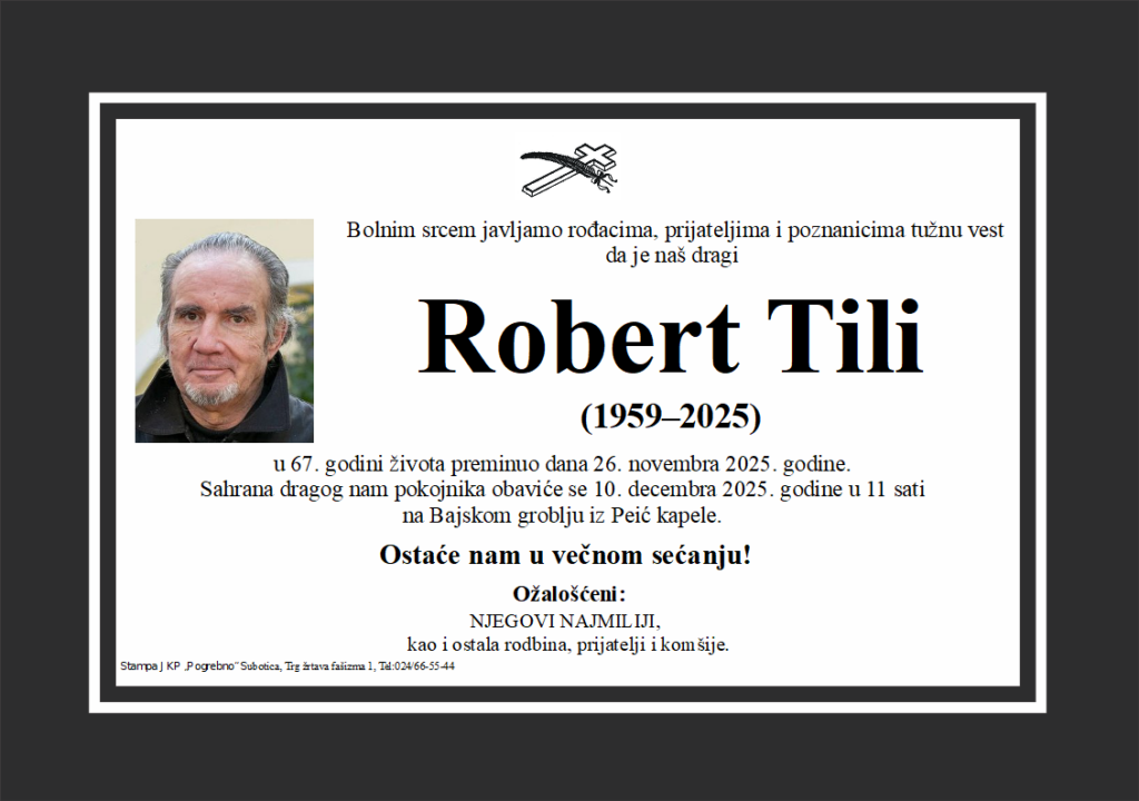 Posmrtnice – JKP Pogrebno Subotica