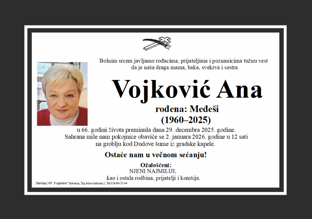 Posmrtnice – JKP Pogrebno Subotica