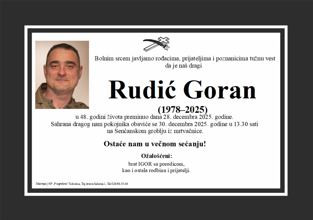 Posmrtnice – JKP Pogrebno Subotica