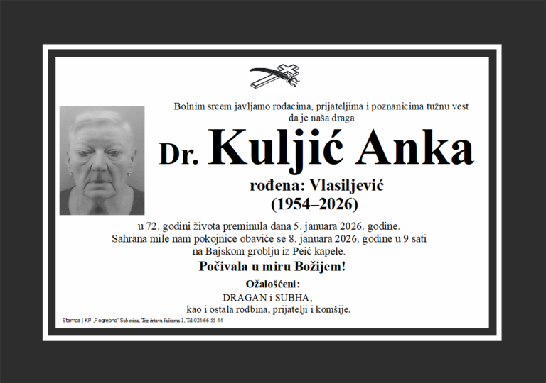 Posmrtnice – JKP Pogrebno Subotica