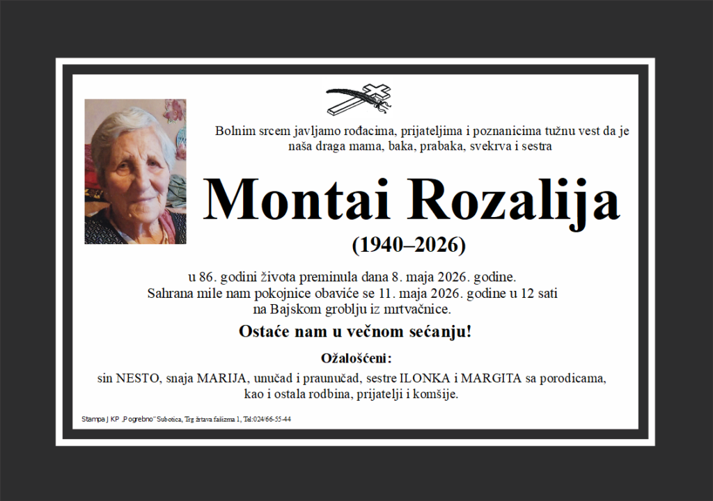 Posmrtnice – JKP Pogrebno Subotica
